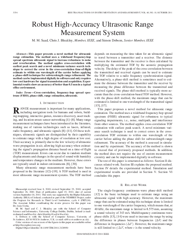 (PDF) Robust High-Accuracy Ultrasonic Range Measurement System | Chris ...
