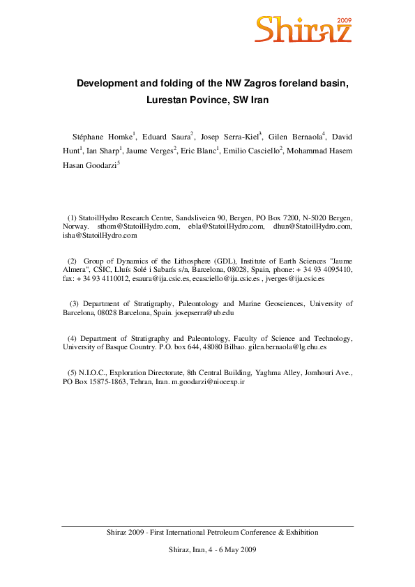(PDF) Development and Folding of the NW Zagros Foreland Basin, Lurestan ...