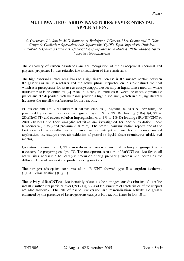 (PDF) Multiwalled Carbon Nanotubes: Environmental Application