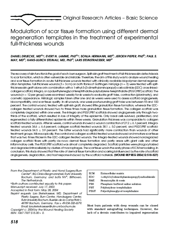 (PDF) Modulation of scar tissue formation using different dermal ...