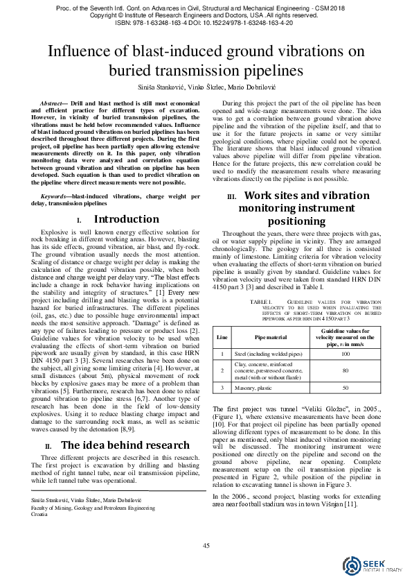 (PDF) Influence of blast-induced ground vibrations on buried ...