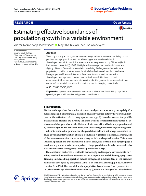 (PDF) Estimating effective boundaries of population growth in a variable environment