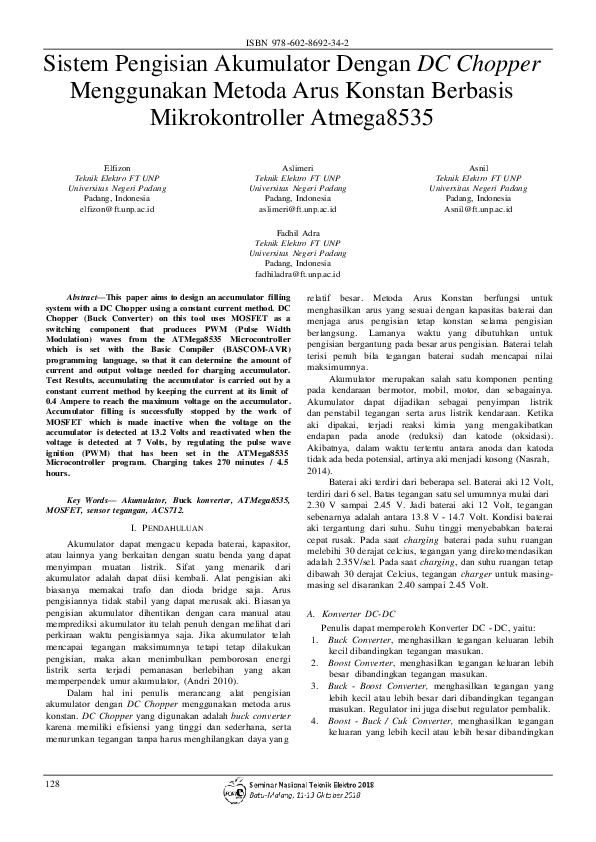 (PDF) Sistem Pengisian Akumulator Dengan DC Chopper Menggunakan Metoda Arus Konstan Berbasis ...
