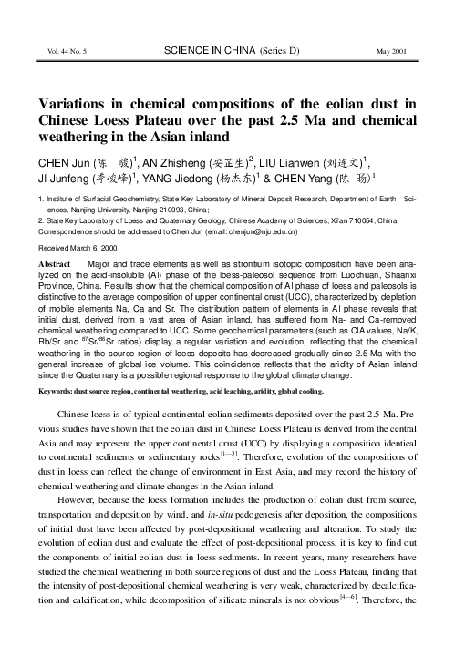 (PDF) Variations in chemical compositions of the eolian dust in Chinese ...