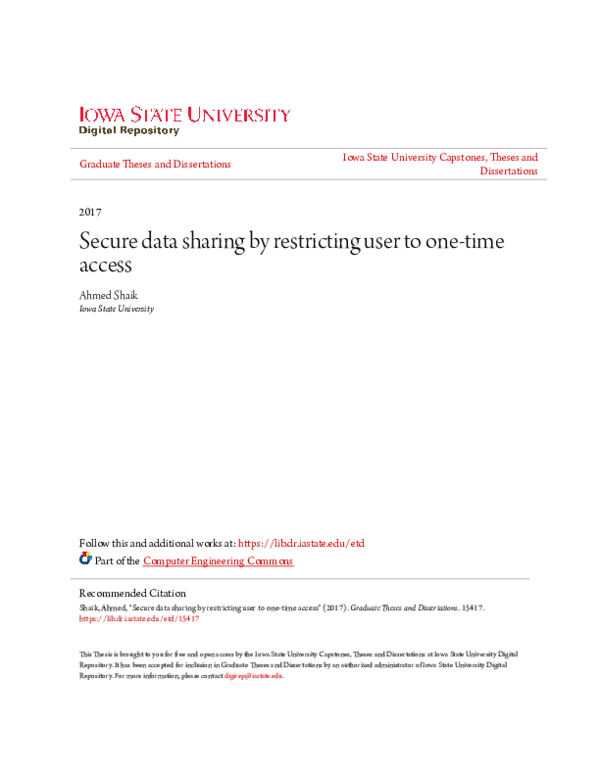 Pdf Secure Data Sharing By Restricting User To One Time Access