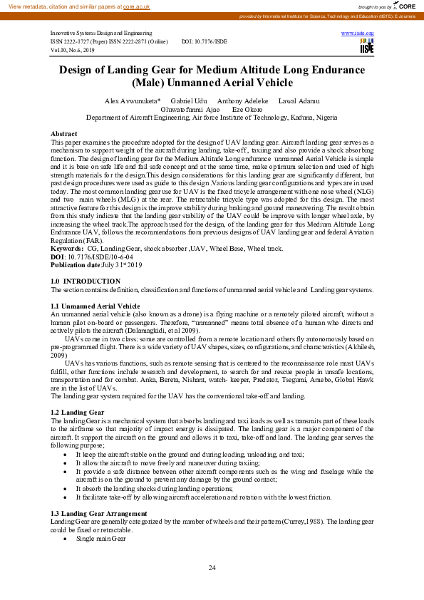 (PDF) Design of Landing Gear for Medium Altitude Long Endurance (Male ...
