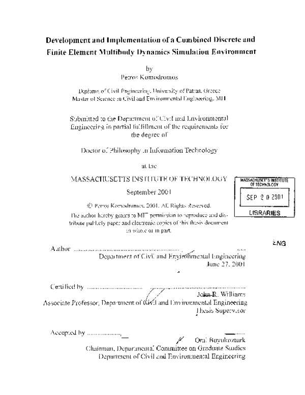 Pdf Development And Implementation Of A Combined Discrete And Finite Element Multibody