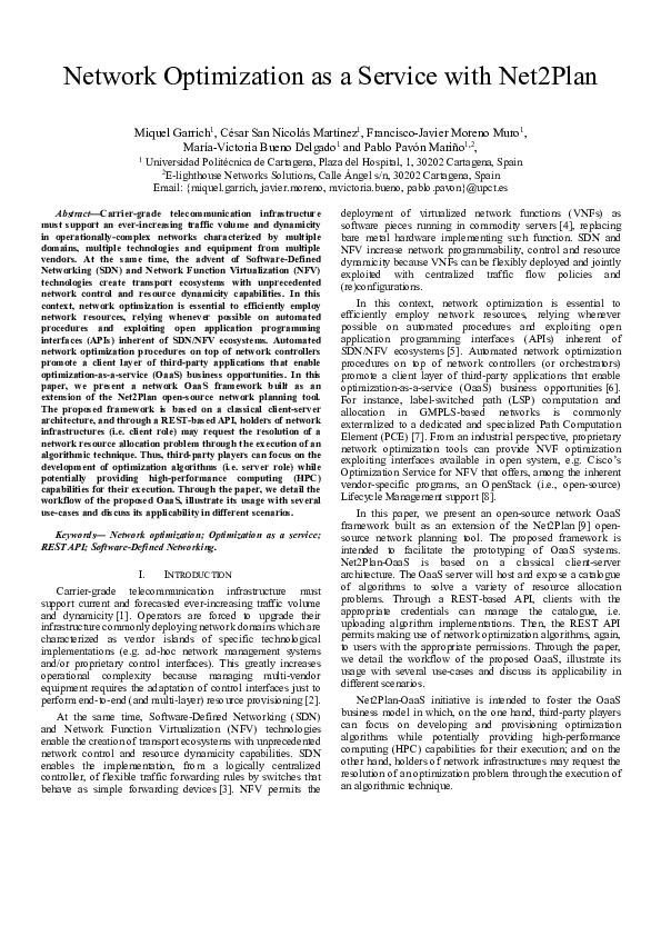 (PDF) Network Optimization as a Service with Net2Plan