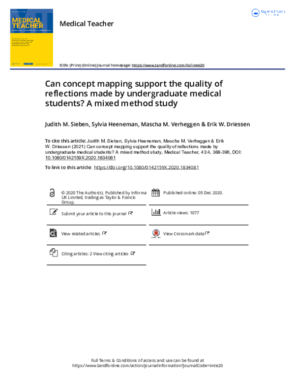 (PDF) Can concept mapping support the quality of reflections made by ...