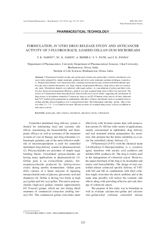 (PDF) Formulation, in vitro drug release study and anticancer activity ...