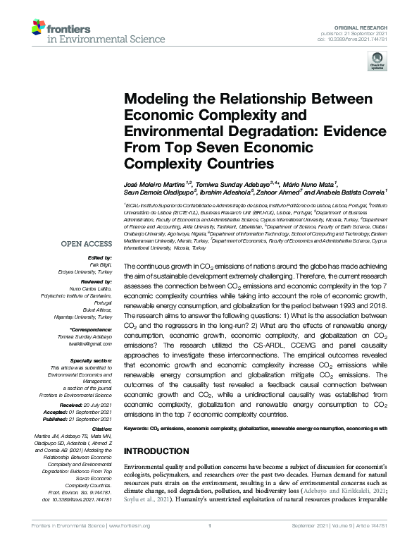 (PDF) Modeling the Relationship Between Economic Complexity and Environmental Degradation ...