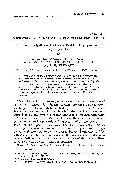 (PDF) Migration of an Acyl group in glycerol derivatives: III. An ...