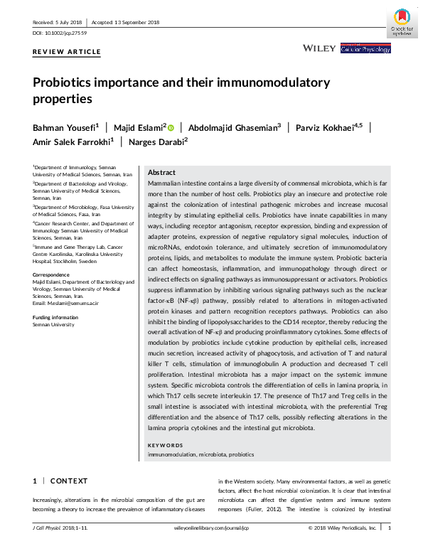 (PDF) Probiotics importance and their immunomodulatory properties