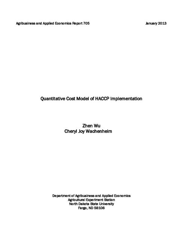 (PDF) Quantitative Cost Model of HACCP Implementation