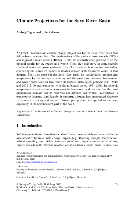 (PDF) Climate Projections for the Sava River Basin