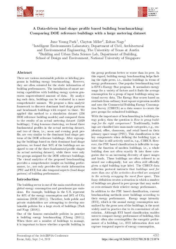 (PDF) A Data-Driven Load Shape Profile Based Building Benchmarking: Comparing Doe Reference ...