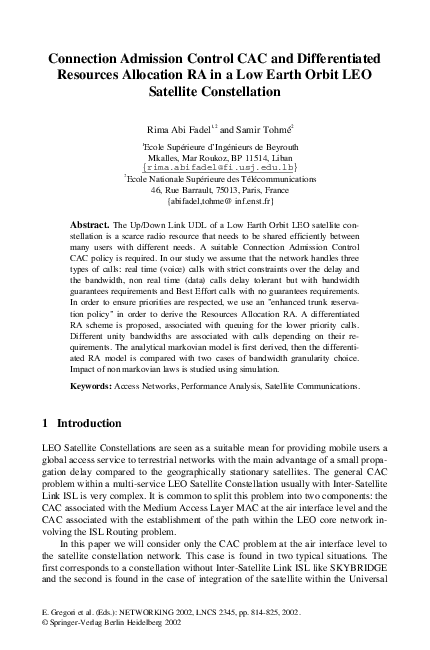 (PDF) Connection Admission Control CAC and Differentiated Resources ...