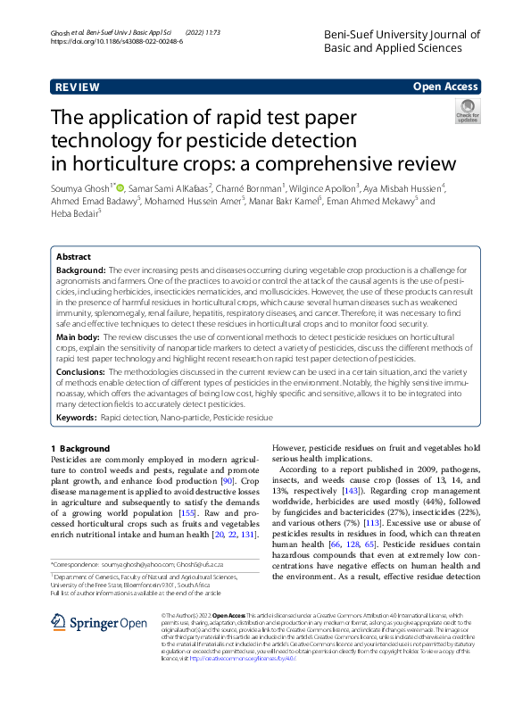 (PDF) The application of rapid test paper technology for pesticide ...