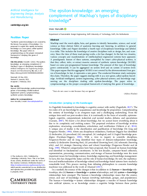 (PDF) The epsilon-knowledge: an emerging complement of Machlup's types ...