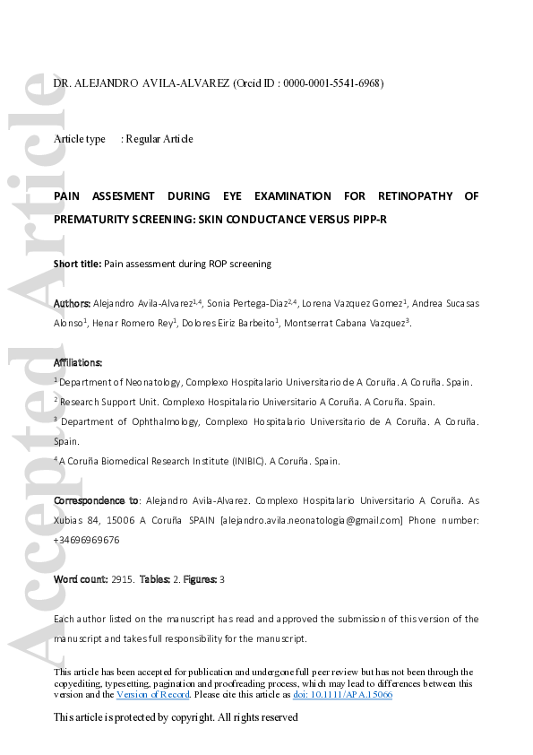 (PDF) Pain assesment during eye examination for retinopathy of ...