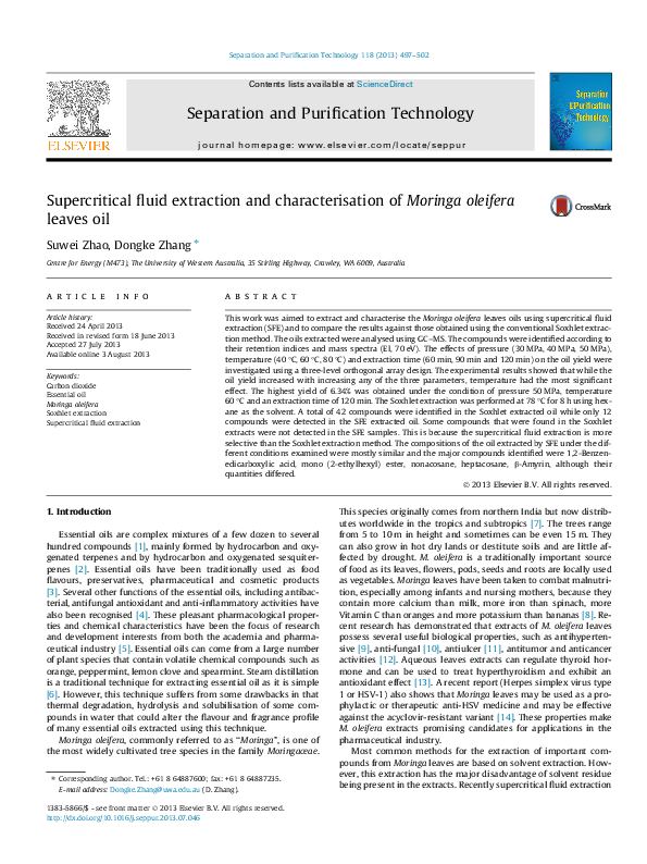 (PDF) Supercritical fluid extraction and characterisation of oil from hazelnut