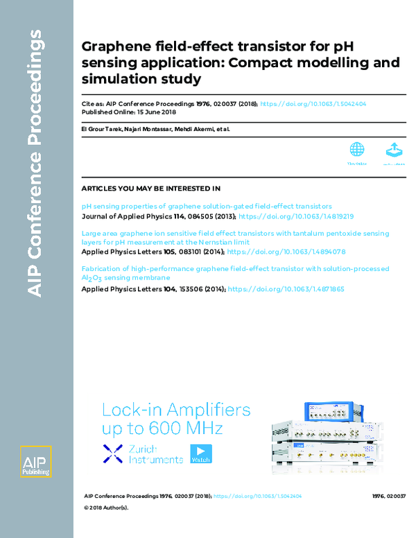 (PDF) Graphene field-effect transistor for pH sensing application: Compact modelling and ...