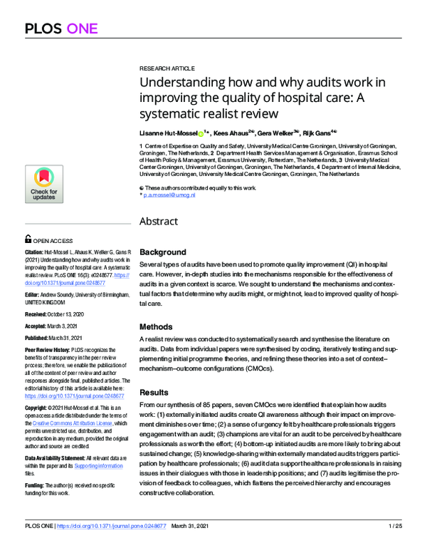 (PDF) Understanding how and why audits work in improving the quality of ...