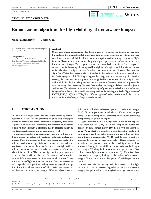 (PDF) Algorithm for Enhancing Underwater Image Visibility (PDF) Algorithm for Enhancing Underwater Image Visibility