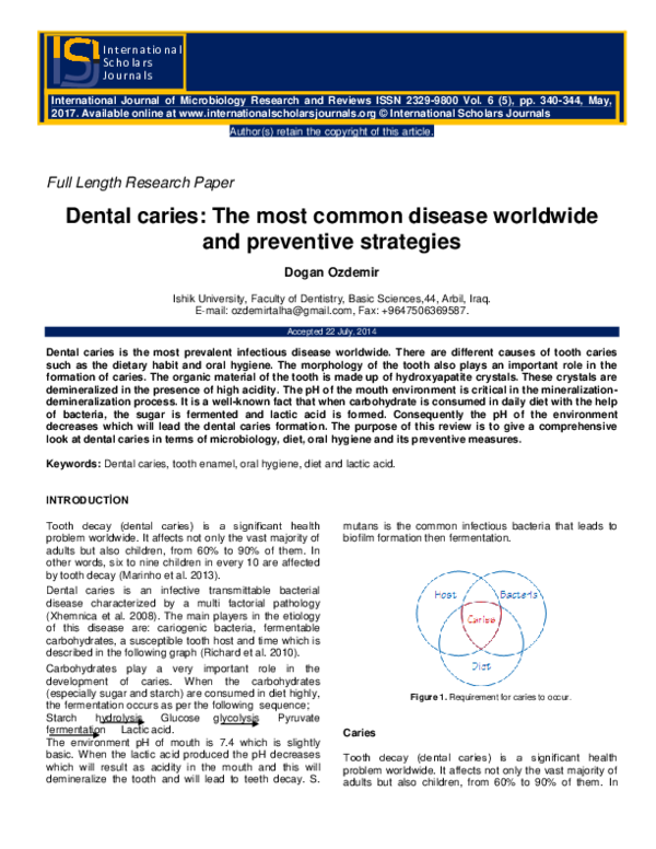 (PDF) Dental Caries : The Most Common Disease Worldwide and Preventive ...