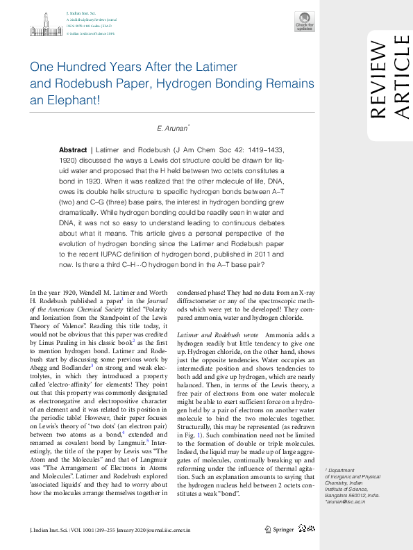 (PDF) One Hundred Years After the Latimer and Rodebush Paper, Hydrogen ...