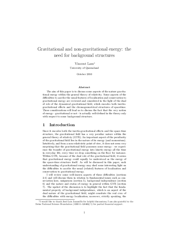(PDF) Gravitational and Nongravitational Energy: The Need for ...