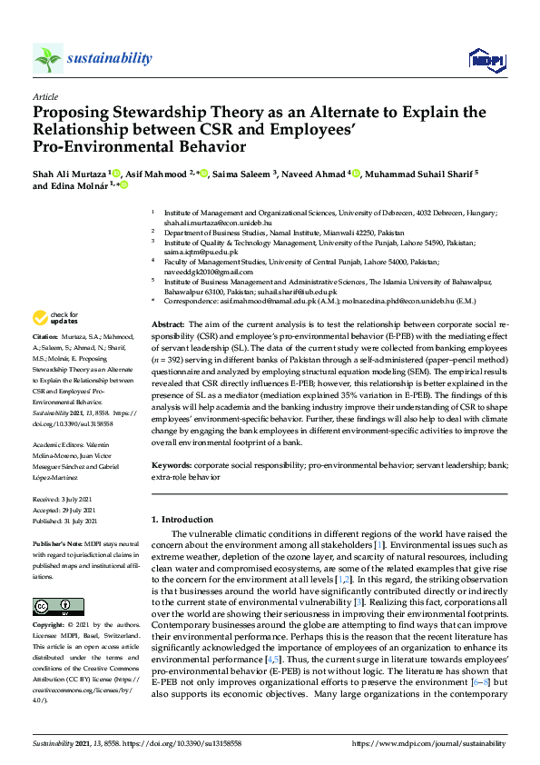 (PDF) Proposing Stewardship Theory as an Alternate to Explain the ...
