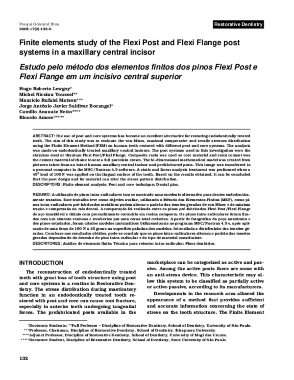 (PDF) Finite elements study of the Flexi Post and Flexi Flange post ...