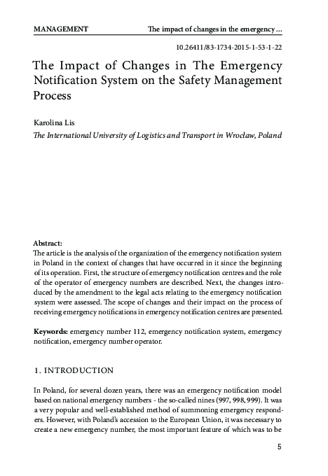 (PDF) The Impact of Changes in The Emergency Notification System on the ...
