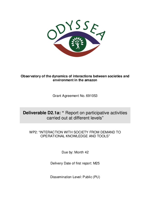 (PDF) Deliverable D2.1a: “ Report on participative activities carried ...