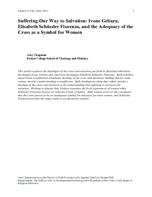 (PDF) Suffering Our Way to Salvation: Ivone Gebara, Elisabeth Schüssler ...