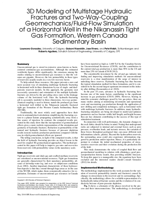 (PDF) 3D Modeling of Multistage Hydraulic Fractures and Two-Way-Coupling Geomechanics/Fluid-Flow ...