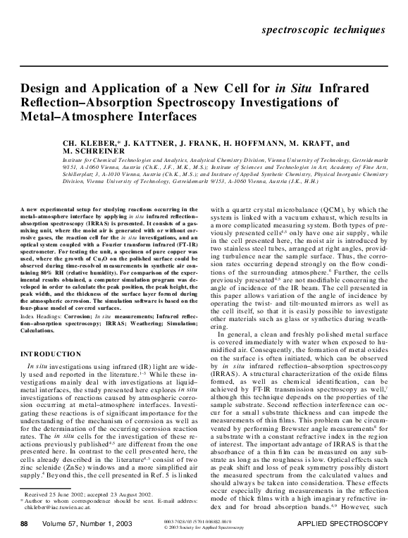 (PDF) Design and Application of a New Cell for in Situ Infrared Reflection–Absorption ...
