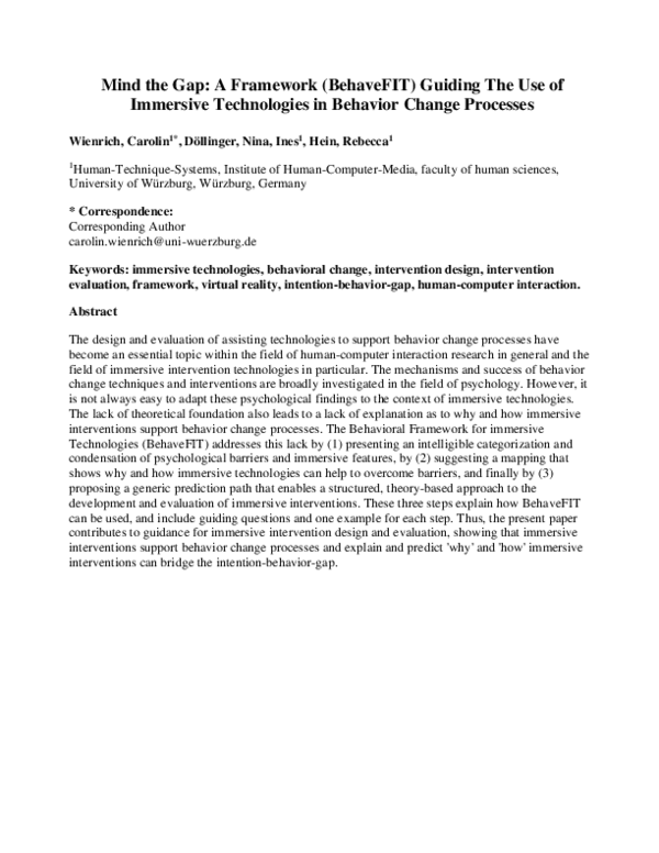 (PDF) Mind the Gap: A Framework (BehaveFIT) Guiding The Use of ...