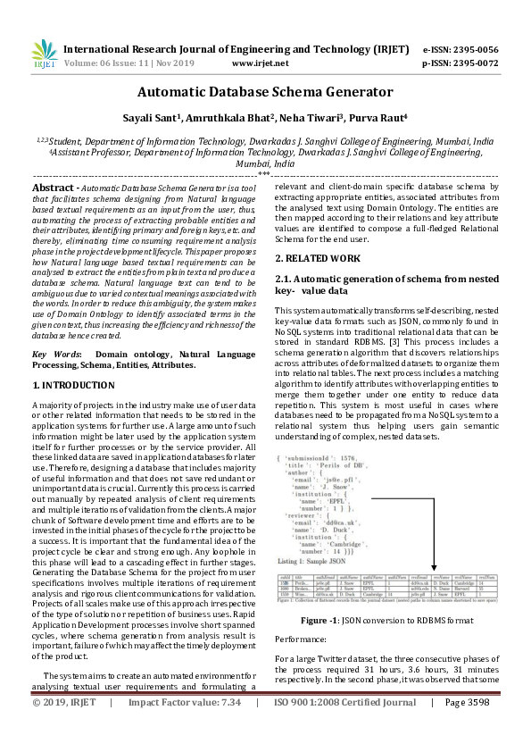 (PDF) Automatic Database Schema Generator
