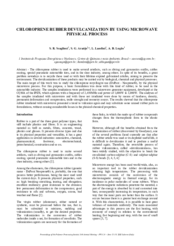 (PDF) Chloroprene Rubber Devulcanization by Using Microwave Physical ...