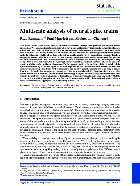 (PDF) Multiscale analysis of neural spike trains