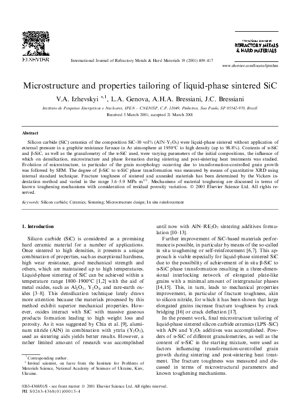 Pdf Microstructure And Properties Tailoring Of Liquid Phase Sintered Sic
