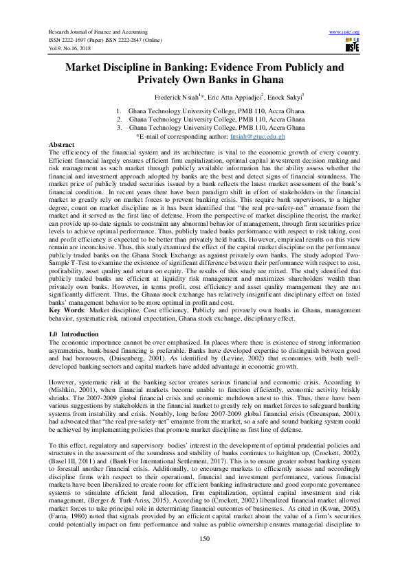 (PDF) Market Discipline in Banking: Evidence From Publicly and ...