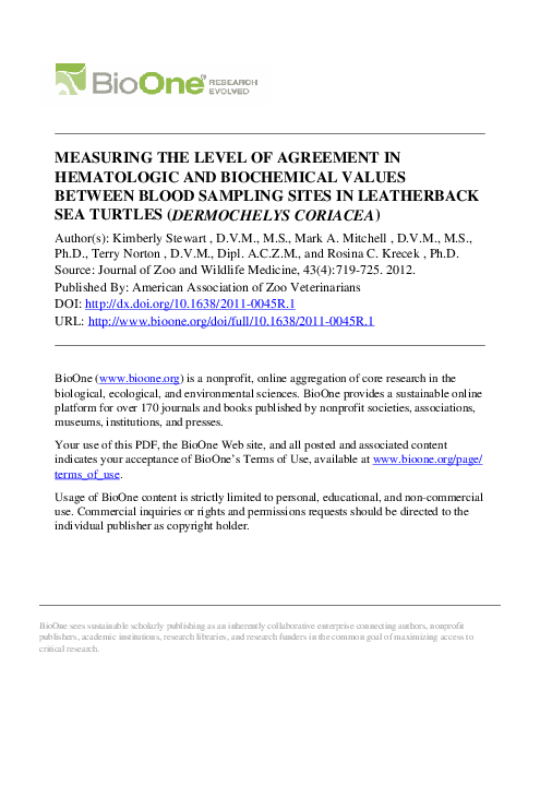 (PDF) Measuring the Level of Agreement in Hematologic and Biochemical ...