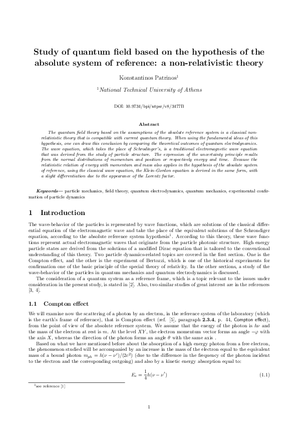 (PDF) Quantum Field Theory in an Absolute Reference System