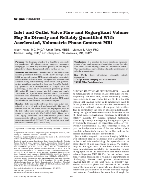 (PDF) Inlet and outlet valve flow and regurgitant volume may be ...