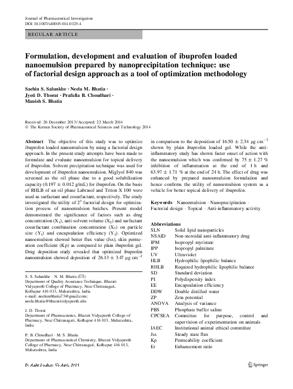 Pdf Formulation Development And Evaluation Of Ibuprofen Loaded