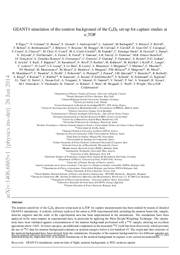 (PDF) GEANT4 simulation of the neutron background of the C6D6 set-up for capture studies at n ...