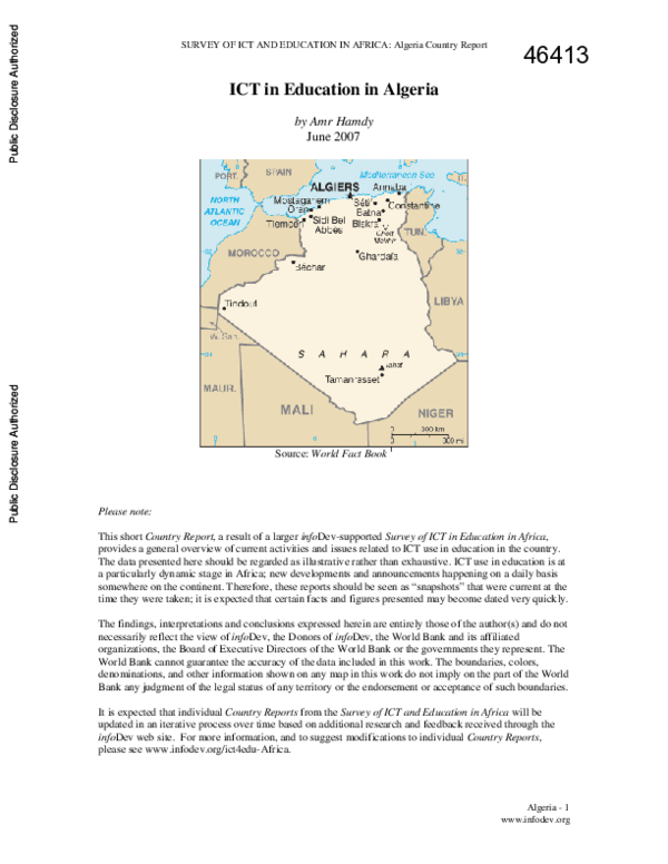 (PDF) Survey of ICT and education in Africa : Algeria country report